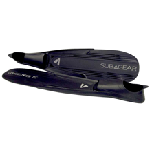 Sub Gear Stream Pro Apnea Full Foot Fins, Black - Scuba