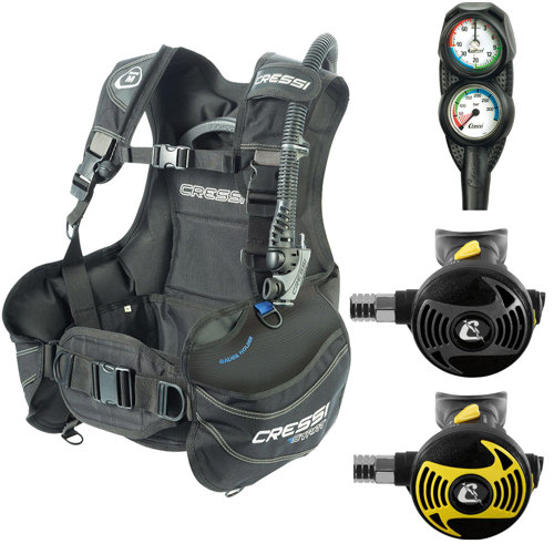 Cressi Start Equipment for Scuba w/BCD, XS2 Regulator, XS Octopus & Mini 2 Gauge