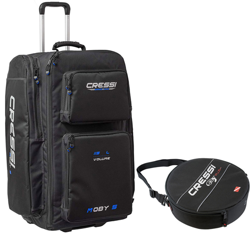 Cressi Moby 5 Blue Bag with Wheels & 360-Degree Regulator Bag - Scuba