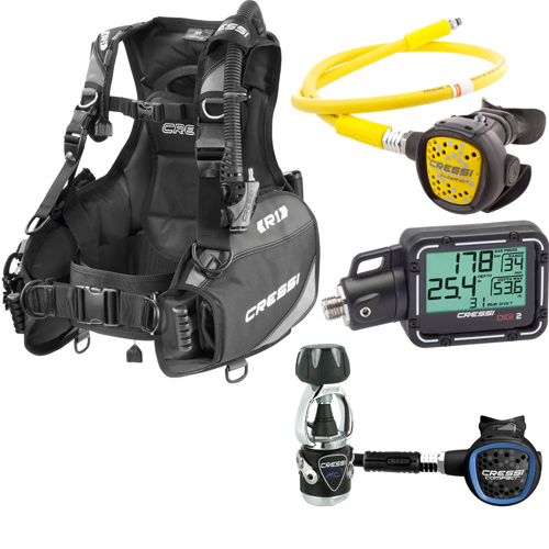 Cressi Bundle R1 Weight Integrated BCD with Compact MC9, XS Compact ...
