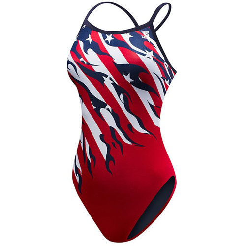 TYR Women's Allegiance Diamond-Fit Swimsuit, Red/White/Blue - Scuba