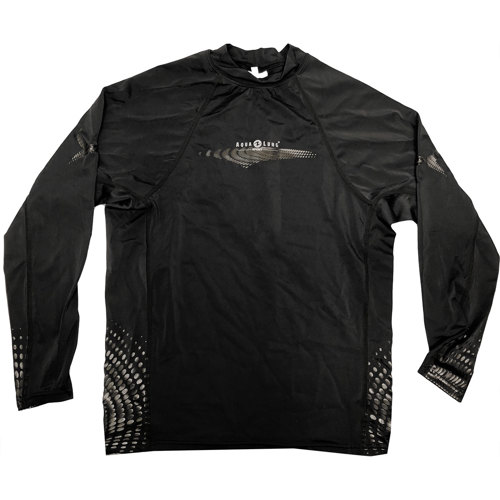 Aqua Lung Spandex Rash Guard Long Sleeve Men's, Black - Scuba