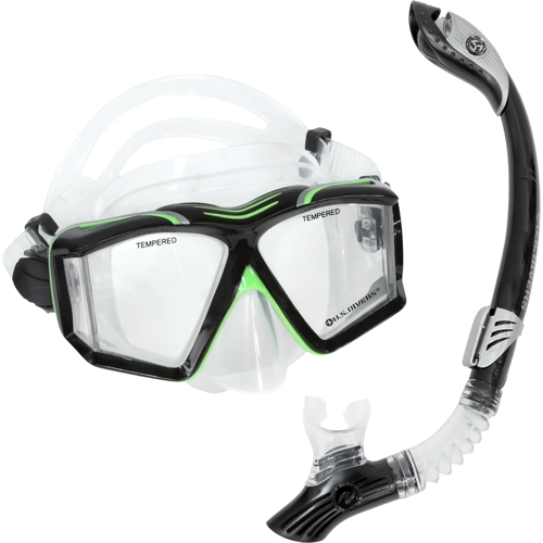 US Divers Side-View LX Mask/Paradise Dry LX Snorkel Package - Scuba
