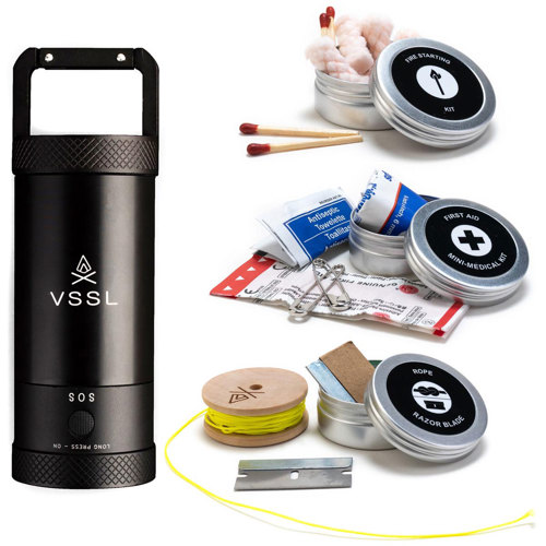 VSSL Mini Camp LED Flashlight and Outdoor Survival Kit,Black - Scuba