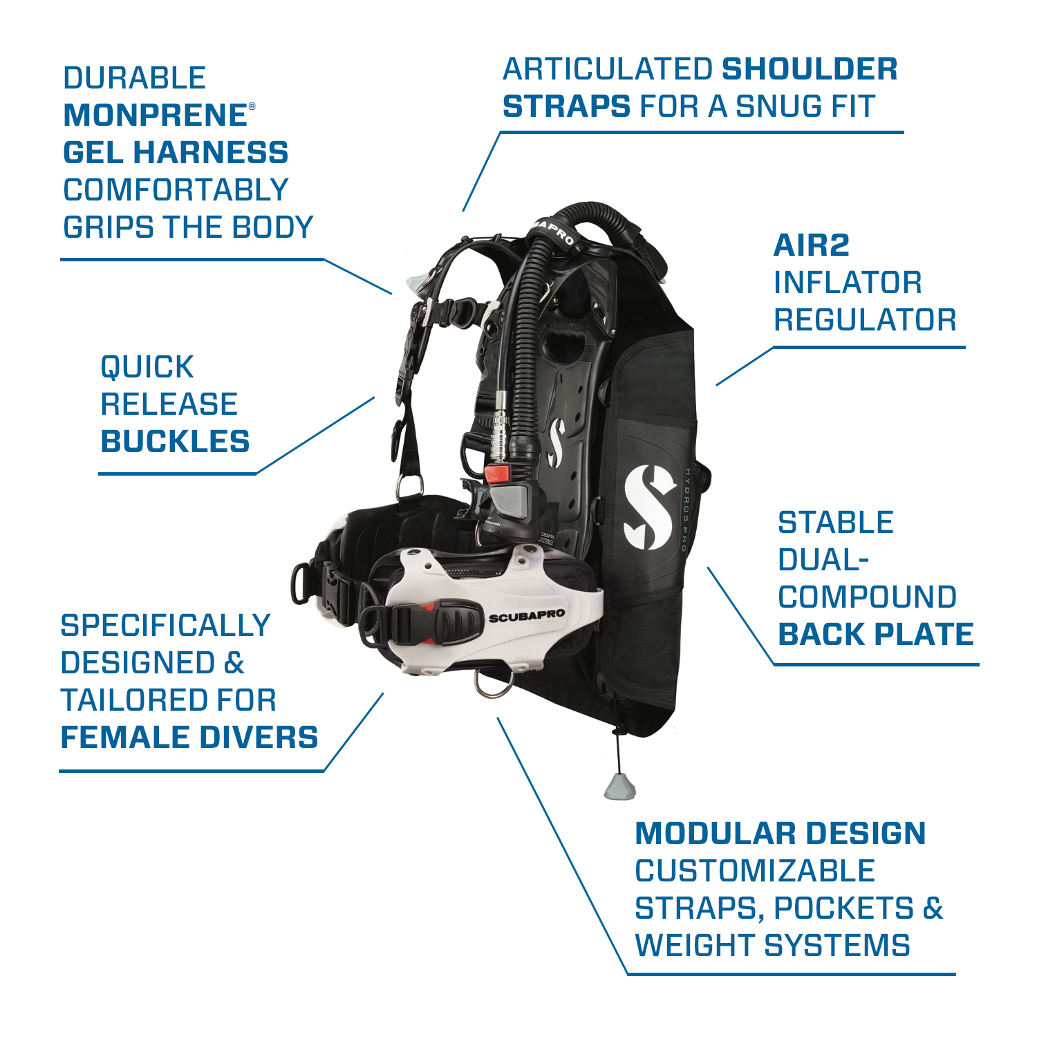 Scubapro Hydros Pro Women's BCD w/Air 2 - Scuba